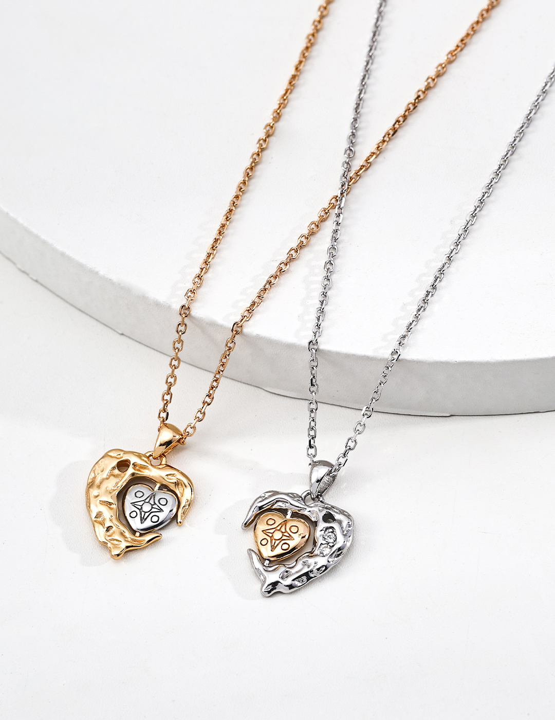Celestial Heart Duo Necklace - Luster & Glow
